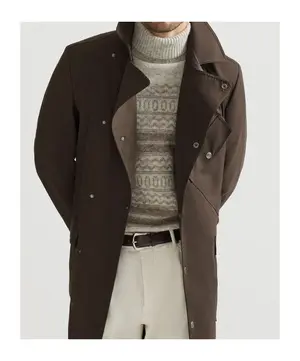 Brunello Cucinelli Water-resistant Microfiber Trench With Nappa Leather Accents