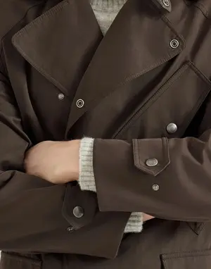 Brunello Cucinelli Water-resistant Microfiber Trench With Nappa Leather Accents
