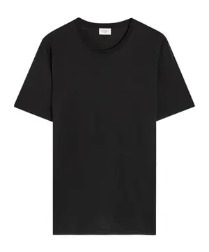 Saint Laurent Logo-embroidered Cotton T-shirt - Black
