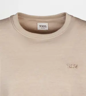 TOD'S Short Sleeve Crewneck T-shirt With Chest Patch - Cream