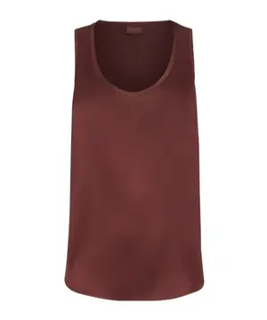 Brunello Cucinelli Brunello Cucinelli Stretch Silk Satin Sleeveless Top Wine