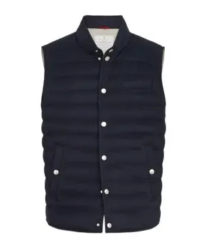 Brunello Cucinelli Lightweight Cashmere Flannel Down Vest