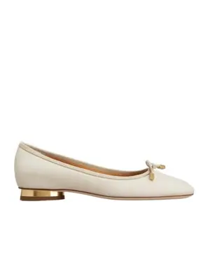 TOD'S Ballerina Flats With Bow Detail And Metal Logo Accent