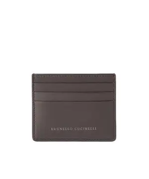 Brunello Cucinelli Calfskin Card Case - Brown