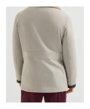 Brunello Cucinelli Wool And Cashmere Cavalry Coat With Thermore Padding And Shearling Collar