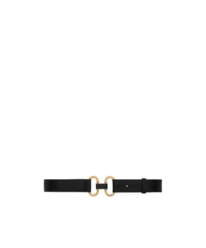 Saint Laurent Double Ring Belt In Leather - Black