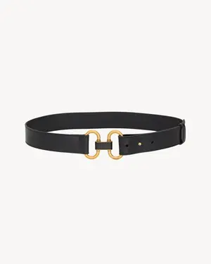 Saint Laurent Double Ring Belt In Leather