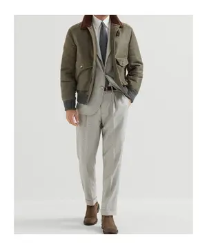 Brunello Cucinelli Silk And Cashmere Cavalry Tweed Deconstructed Blazer With Large Peak Lapels