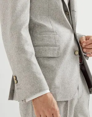Brunello Cucinelli Silk And Cashmere Cavalry Tweed Deconstructed Blazer With Large Peak Lapels