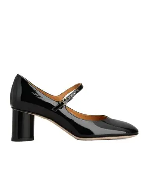TOD'S Patent Calfskin Mary Jane Pumps With T-buckle - Black