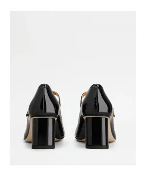 TOD'S Patent Calfskin Mary Jane Pumps With T-buckle