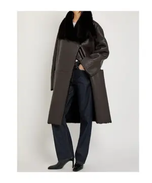 TOTEME Panelled Shearling Wrap Coat