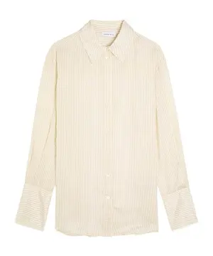 ANINE BING Bridget Pinstriped Satin Shirt