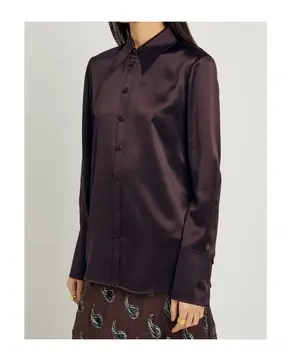Tory Burch Silk Shirt With Button Cuffs And Curved Hem