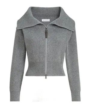 Brunello Cucinelli Cashmere And Alpaca Blend Ribbed Cardigan - Grey