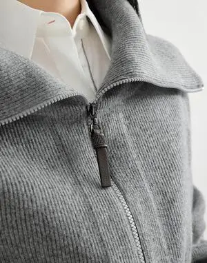 Brunello Cucinelli Cashmere And Alpaca Blend Ribbed Cardigan - Grey