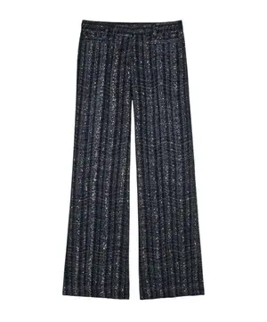 Missoni Striped Metallic-weave Wide-leg Trousers - Black