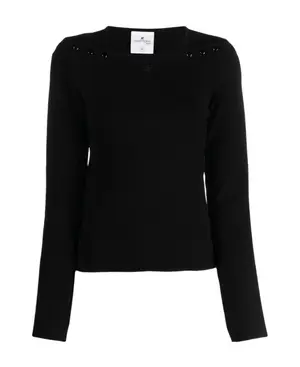 COURREGES Logo Embroidered Square Neck Sweatshirt