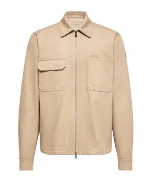 Moncler Leather Logo Cotton Shirt Jacket