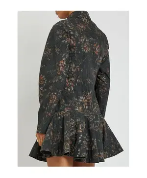 GANNI Printed Stretch-cotton Mini Shirt Dress