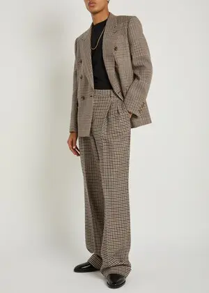 Valentino Garavani Houndstooth Straight-leg Wool Trousers