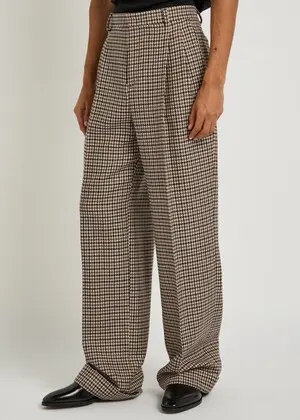 Valentino Garavani Houndstooth Straight-leg Wool Trousers