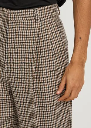 Valentino Garavani Houndstooth Straight-leg Wool Trousers