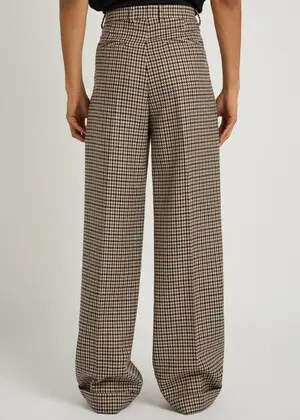 Valentino Garavani Houndstooth Straight-leg Wool Trousers