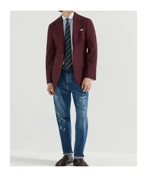 Brunello Cucinelli Cashmere Panama Deconstructed Blazer With Patch Pockets And Metal Buttons