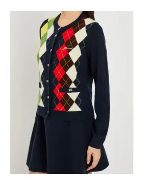 GANNI Argyle Wool And Cashmere-blend Cardigan - Black