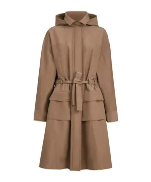 Brunello Cucinelli Techno-cotton Taffeta Coat With Detachable Hood - Brown