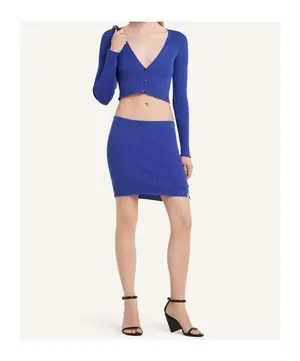 COURREGES Ribbed Knit Cropped Cardigan