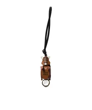 Miu Miu Leather Key Ring Trick - Cognac