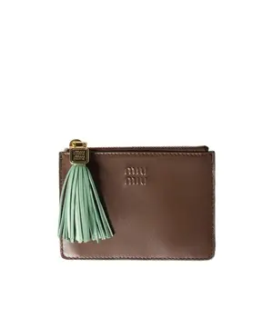 Miu Miu Leather Card Holder - Brown