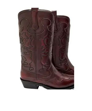 GANNI Faux Leather Mid-calf Western Boots