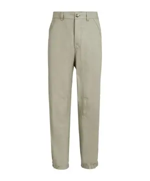 Brunello Cucinelli Linen Micro Chevron Drawstring Trousers - Sage