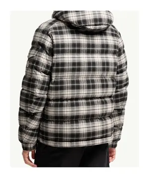 Moncler Airor Hooded Down Jacket With Plaid Pattern