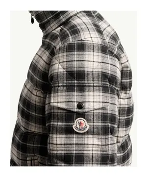 Moncler Airor Hooded Down Jacket With Plaid Pattern