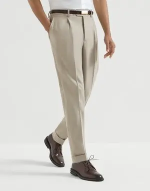 Brunello Cucinelli Virgin-wool Mouliné-twill Trousers With Pleat