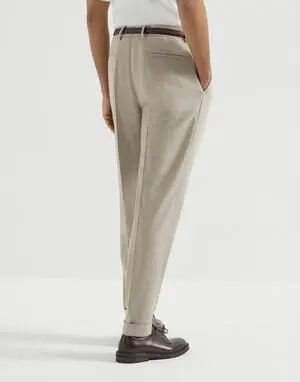 Brunello Cucinelli Virgin-wool Mouliné-twill Trousers With Pleat