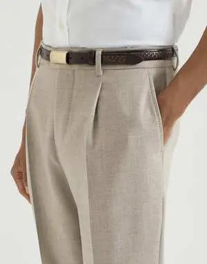 Brunello Cucinelli Virgin-wool Mouliné-twill Trousers With Pleat