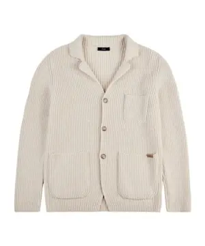 FAY Ribbed Knit Jacket With Shawl Collar