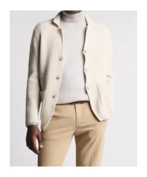 FAY Ribbed Knit Jacket With Shawl Collar