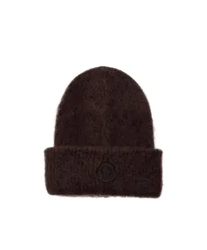 Moncler Logo Mohair-blend Beanie - Black