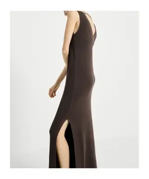 Brunello Cucinelli Rib Knit Maxi Dress With Monili Detail - Black