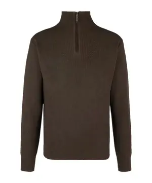 TOD'S Half-zip Ribbed Sweater - Brown