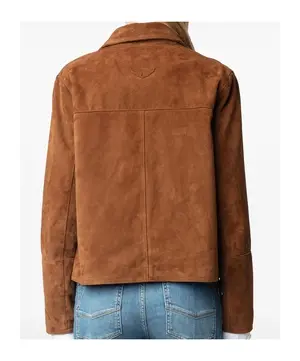 Zadig&Voltaire Lapel Long Sleeve Leather Jacket