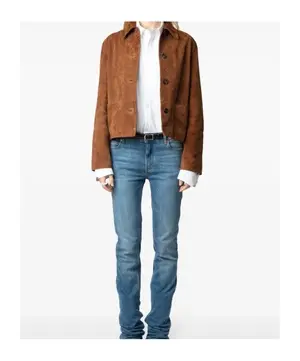 Zadig&Voltaire Lapel Long Sleeve Leather Jacket