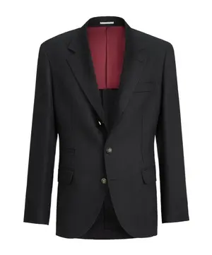 Brunello Cucinelli Silk, Linen And Wool Hopsack Deconstructed Blazer With Metal Buttons - Black