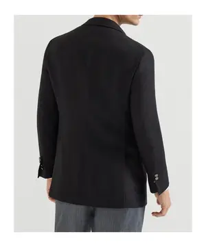 Brunello Cucinelli Silk, Linen And Wool Hopsack Deconstructed Blazer With Metal Buttons